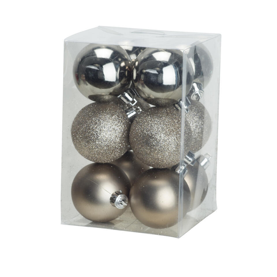 Boules de Noel Cosy & Trendy - 12x - champagne - 6 cm - plastique ...