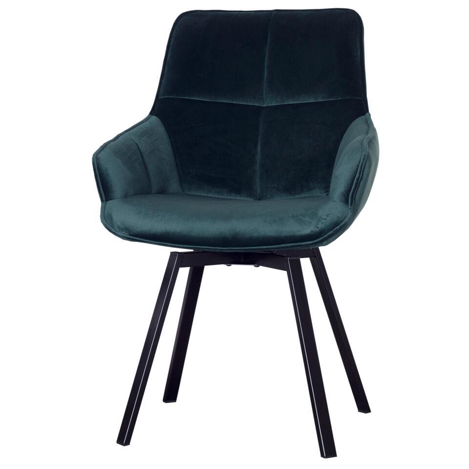 Stoel Velvet Groen - 58x61x86 - Draaibaar - Shannon | Leen Bakker