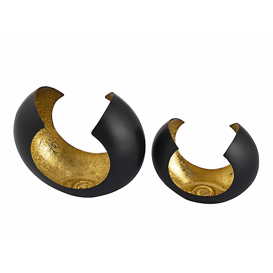 Parya Home - Kaarsenhouder set 2-delige theelichthouder Omega zwart mat ...