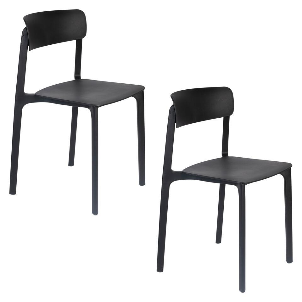 Rein Living Clive Eetkamerstoel - Zwart - Set van 5 | Leen Bakker