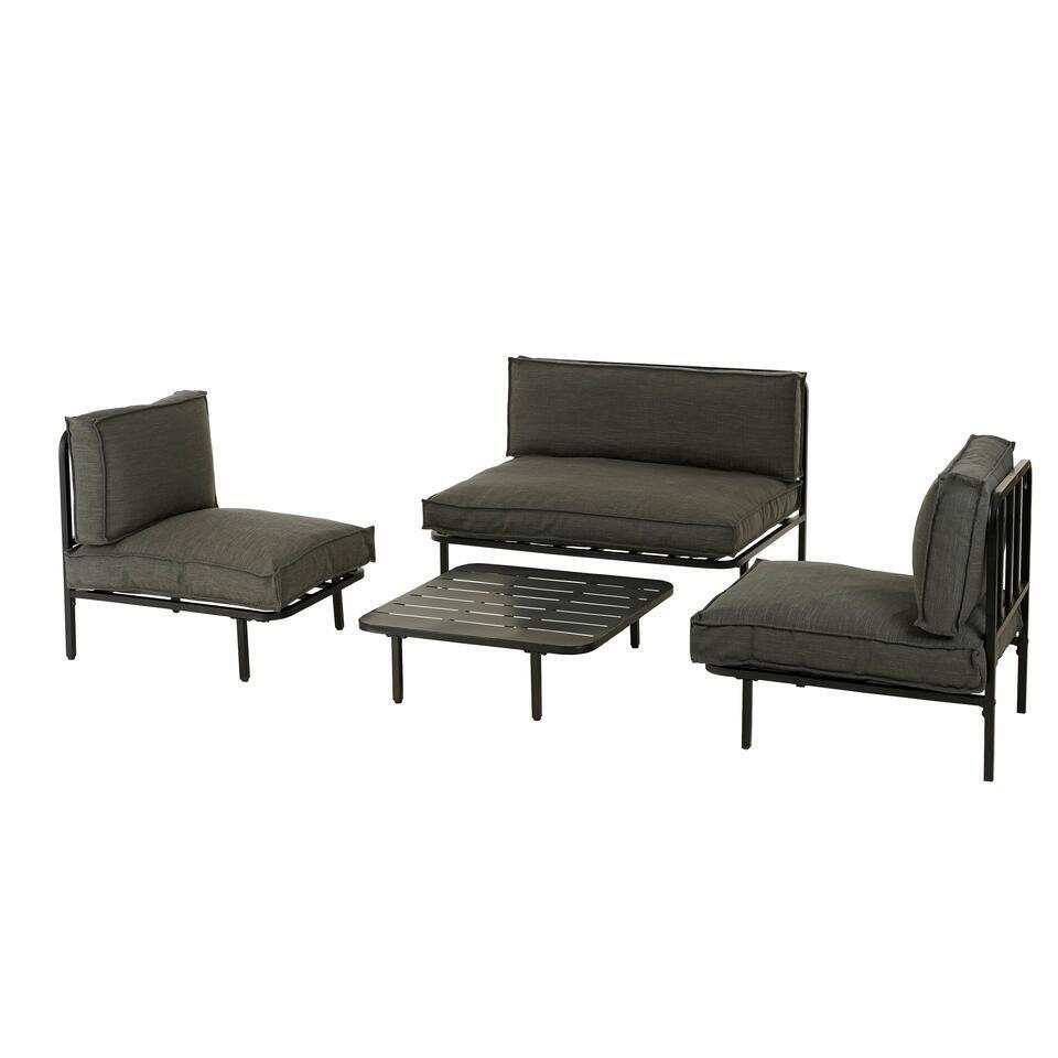Mica Decorations Celo Lounge Set - 4 pièces - Métal - Noir | Leen Bakker