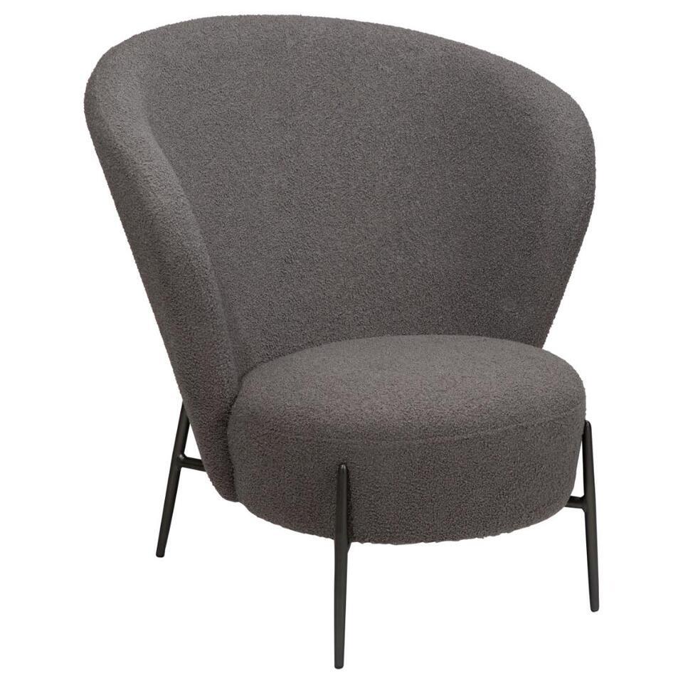 Hioshop Orbit Dan-Form fauteuil bouclé grijs | Leen Bakker