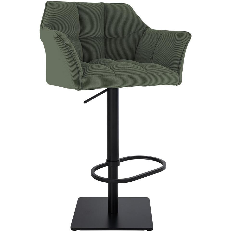 CLP Barkruk Damaso zwart Frame - Ribstof - groen | Leen Bakker