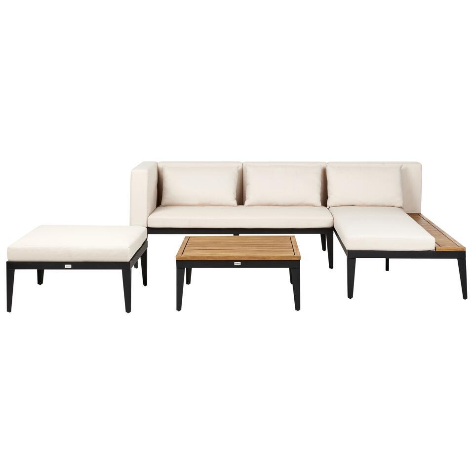 BRACCIANO - Loungeset 3-zits ottomaan - Lichtbeige - Acaciahout | Leen ...