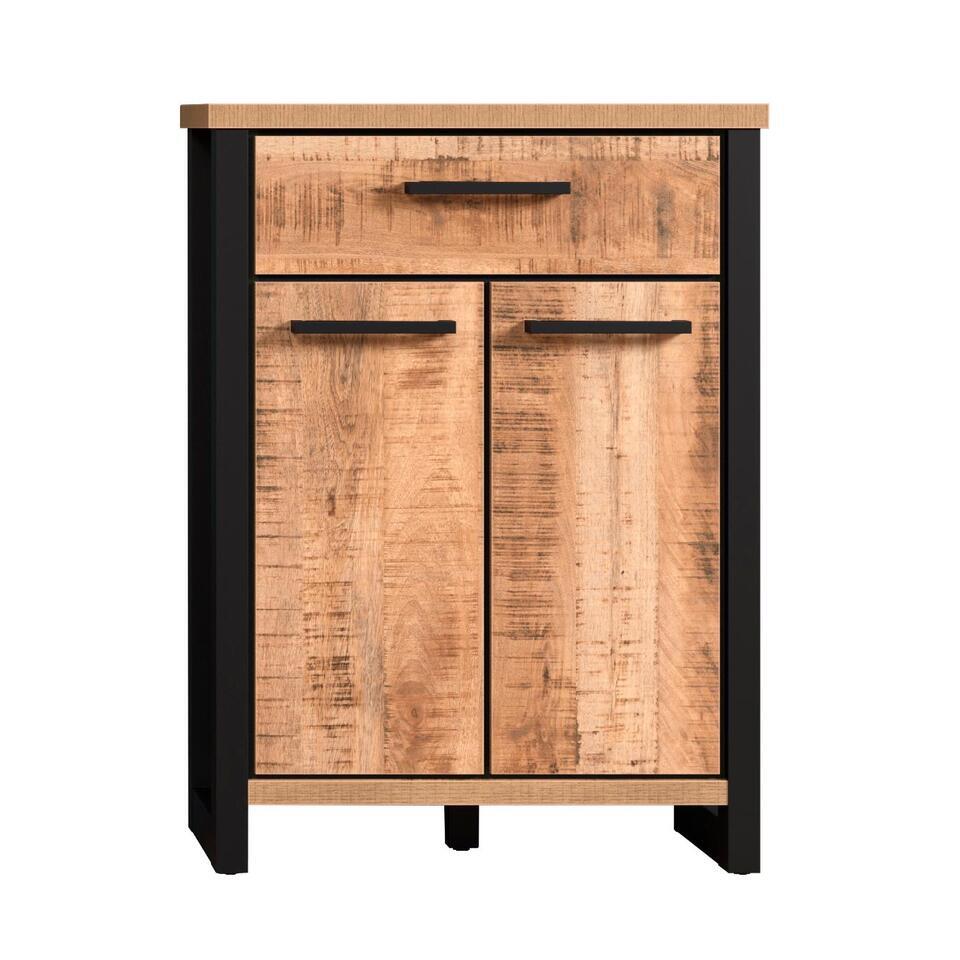 Hioshop Enna buffet 2 portes- 1 tiroir décor mango | Leen Bakker