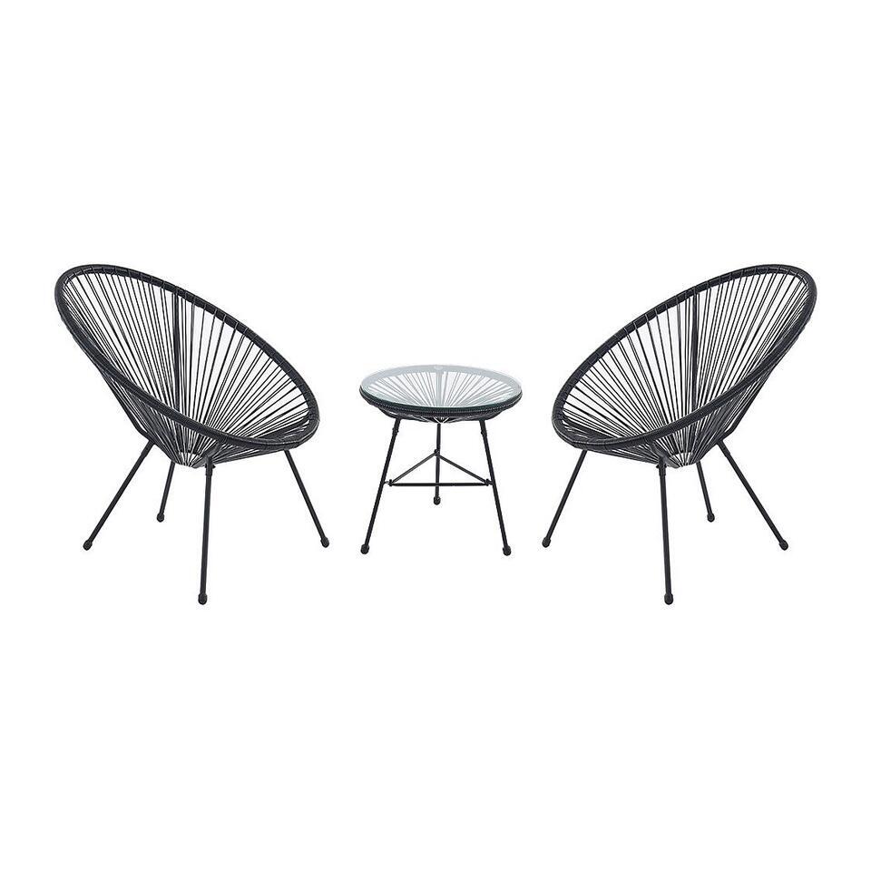 Tuin loungeset ALIOS - 2 plaatsen - Zwart Hars, Glas | Leen Bakker