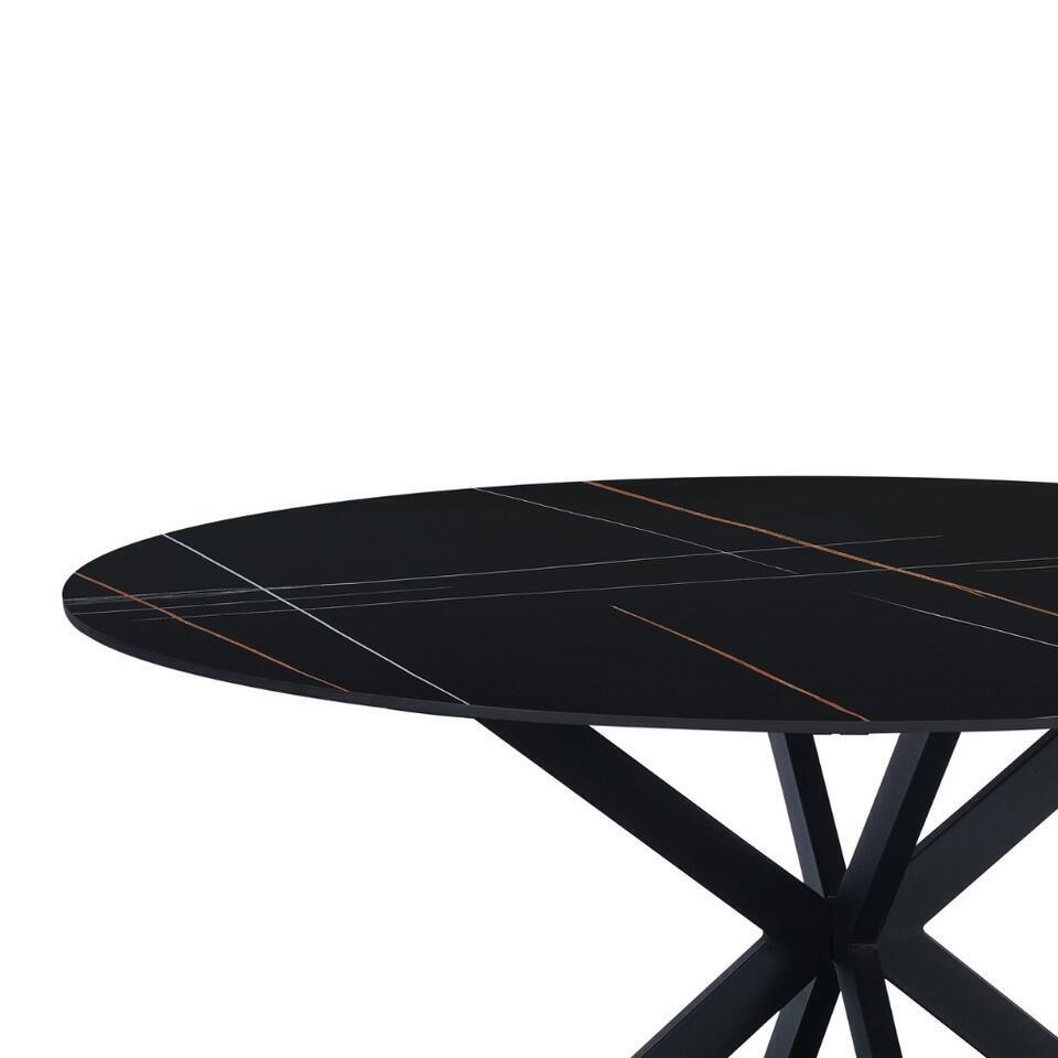 Yuna Table À Manger Ronde Ø120cm Look Marbre - Noir | Leen Bakker